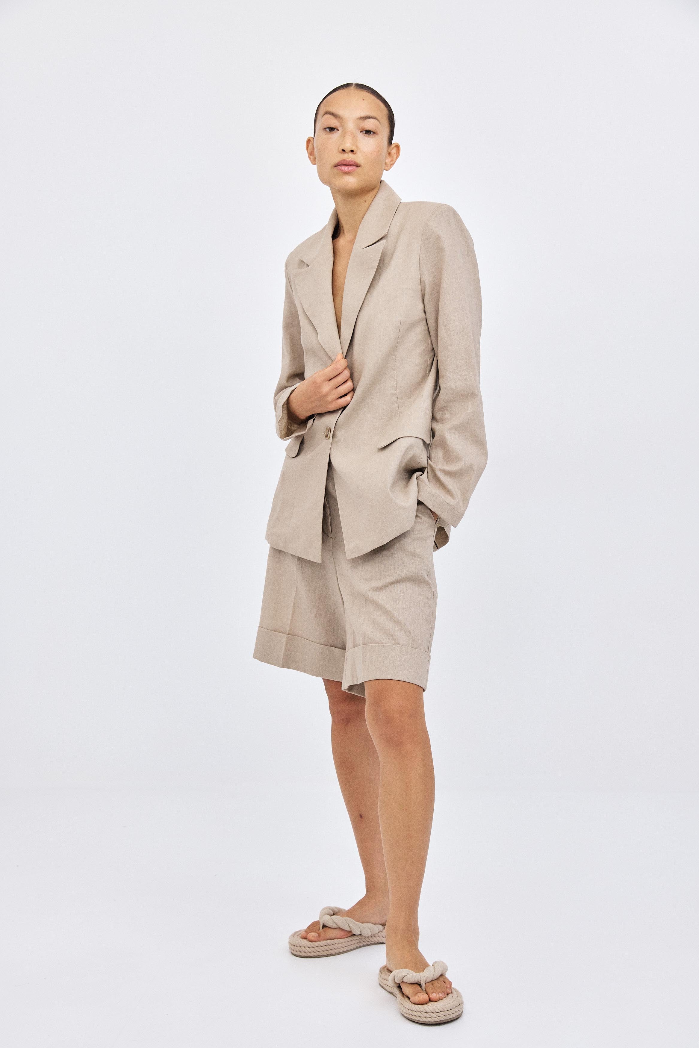 Tailored Linen Jacket - Cream – Bow-M